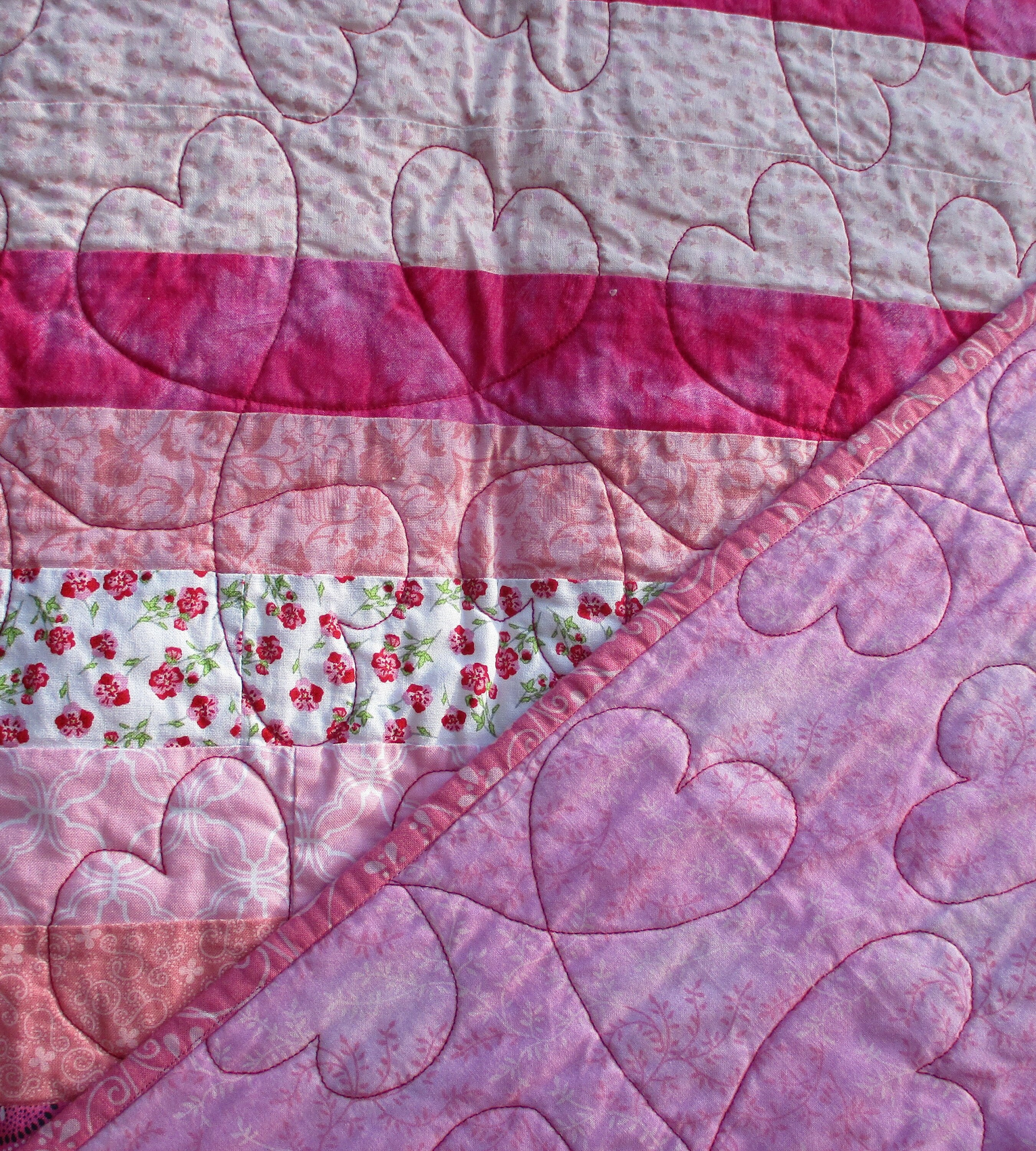 Pink Jelly Roll Race Quilt, Handmade, Modern Patchwork 52x64 Inch ...