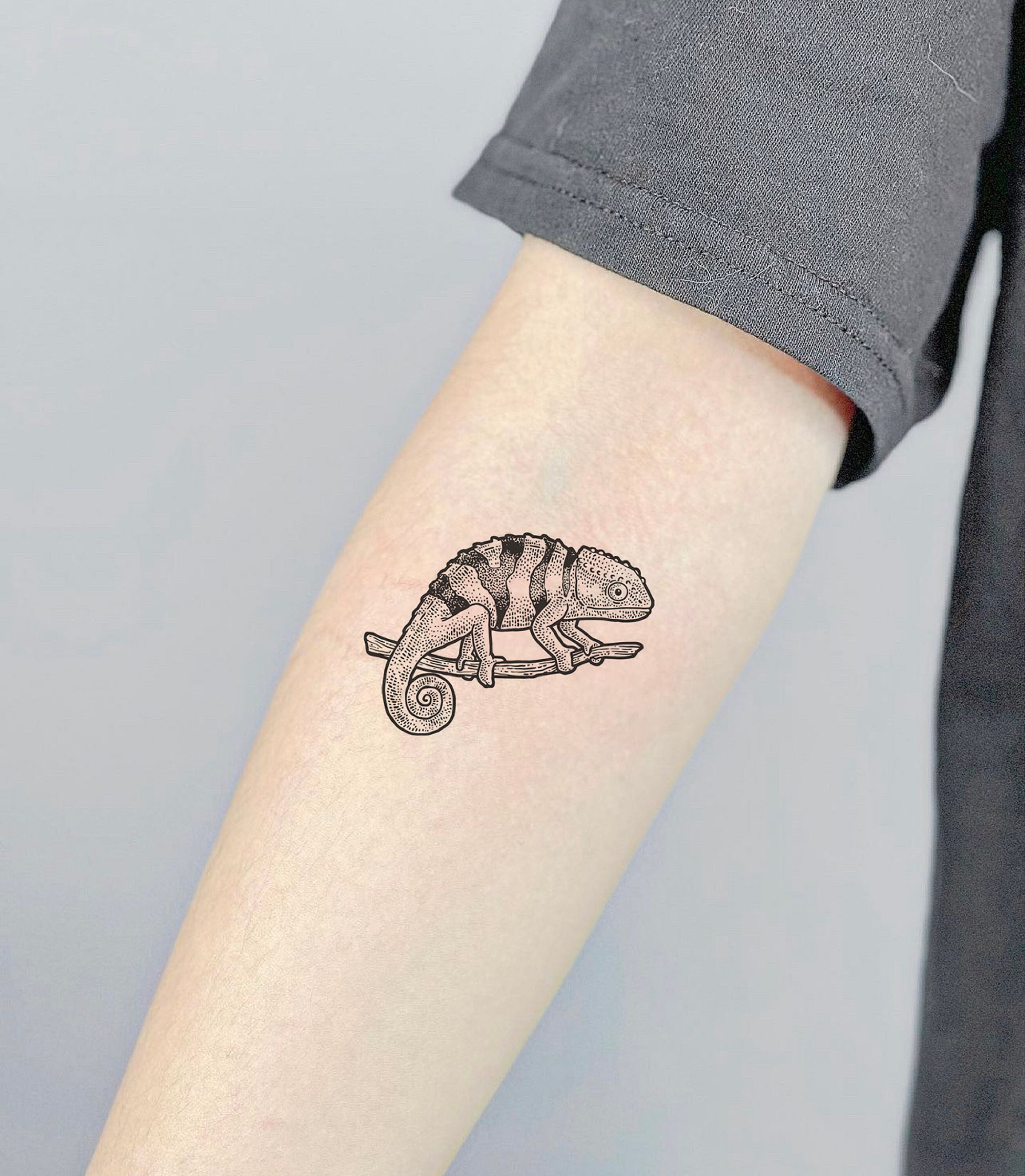 Realistic Chameleon Tattoo