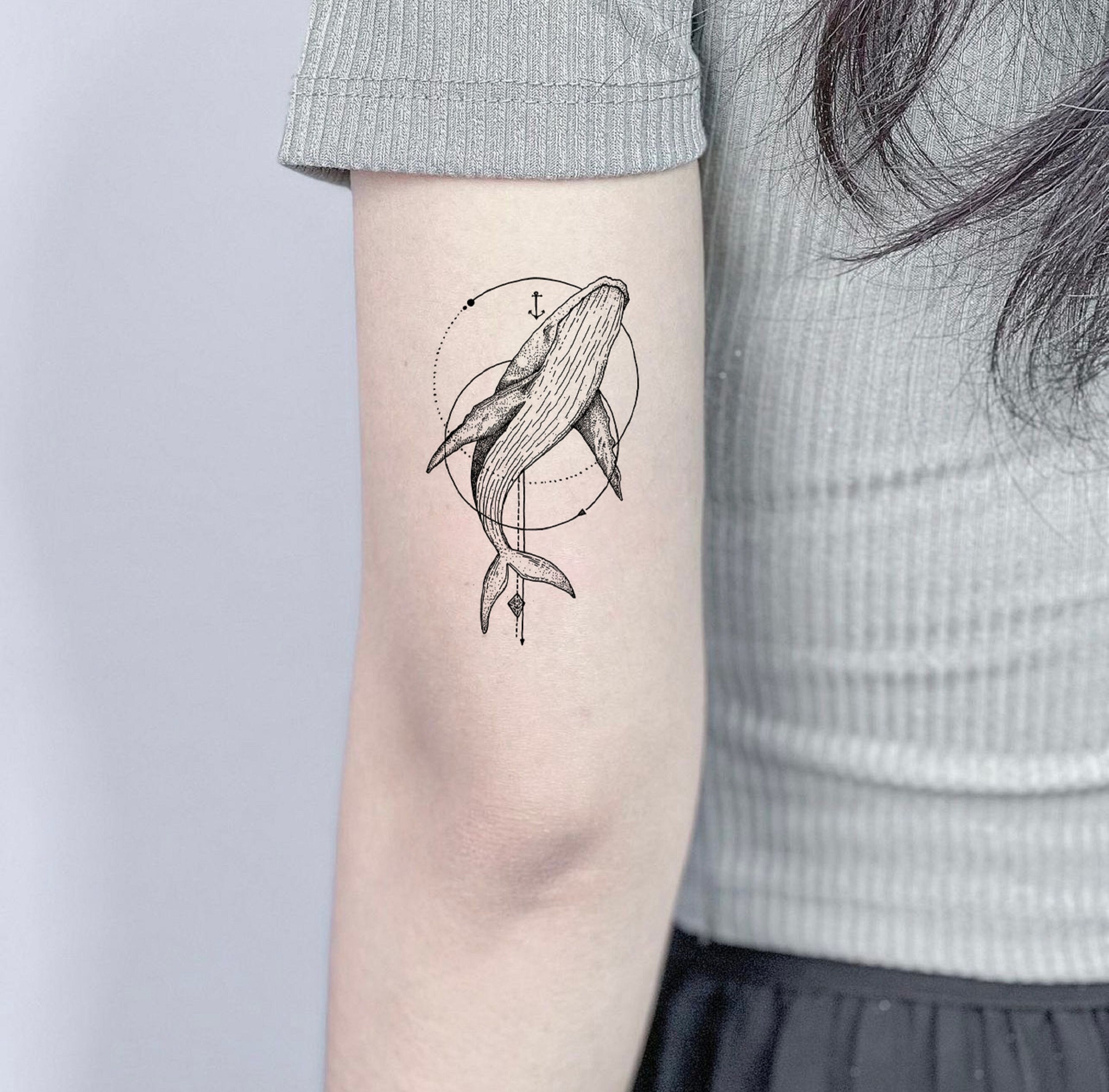 Blue Whale Outline Tattoo