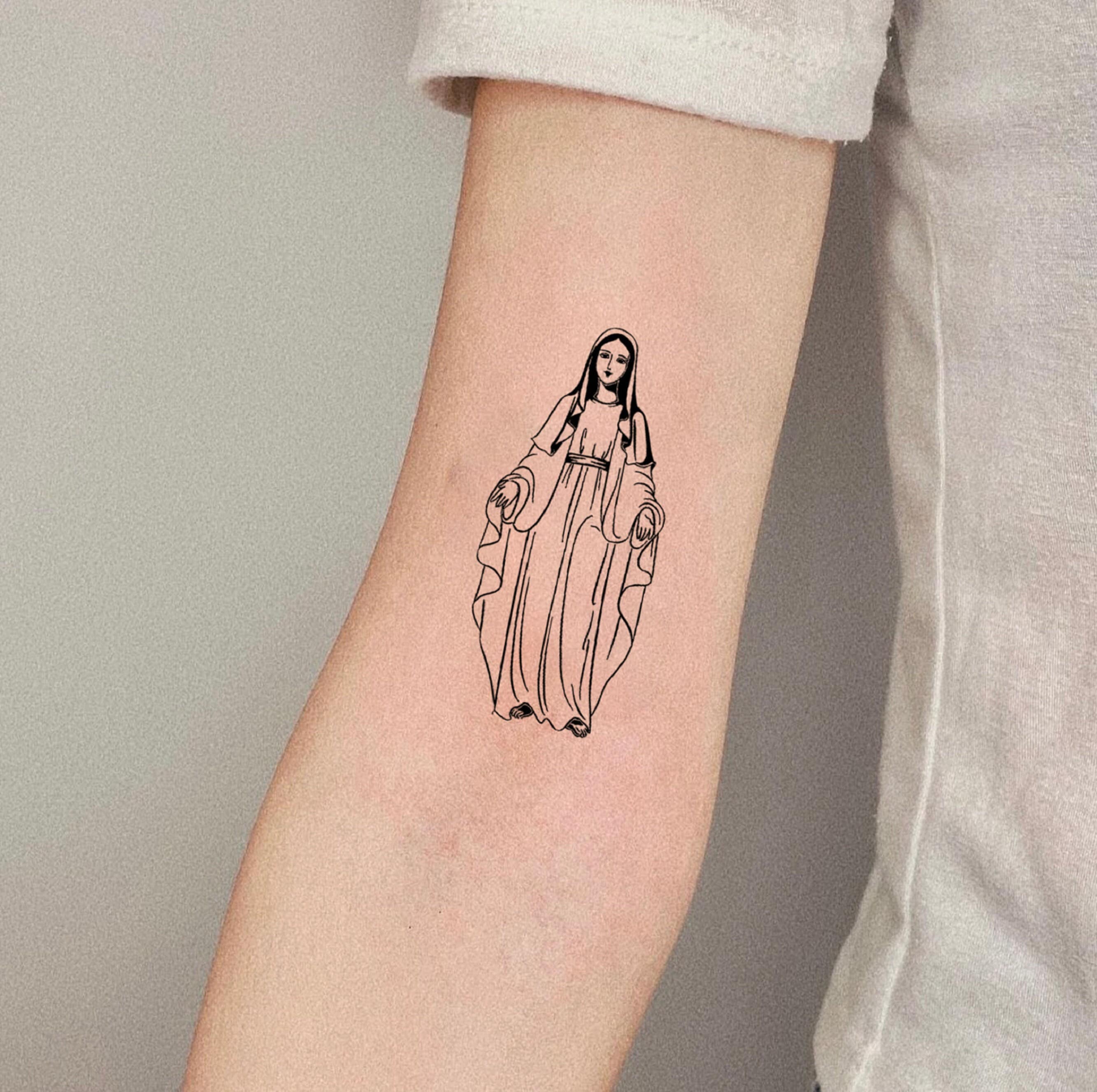 Virgin Mary Outline Tattoo