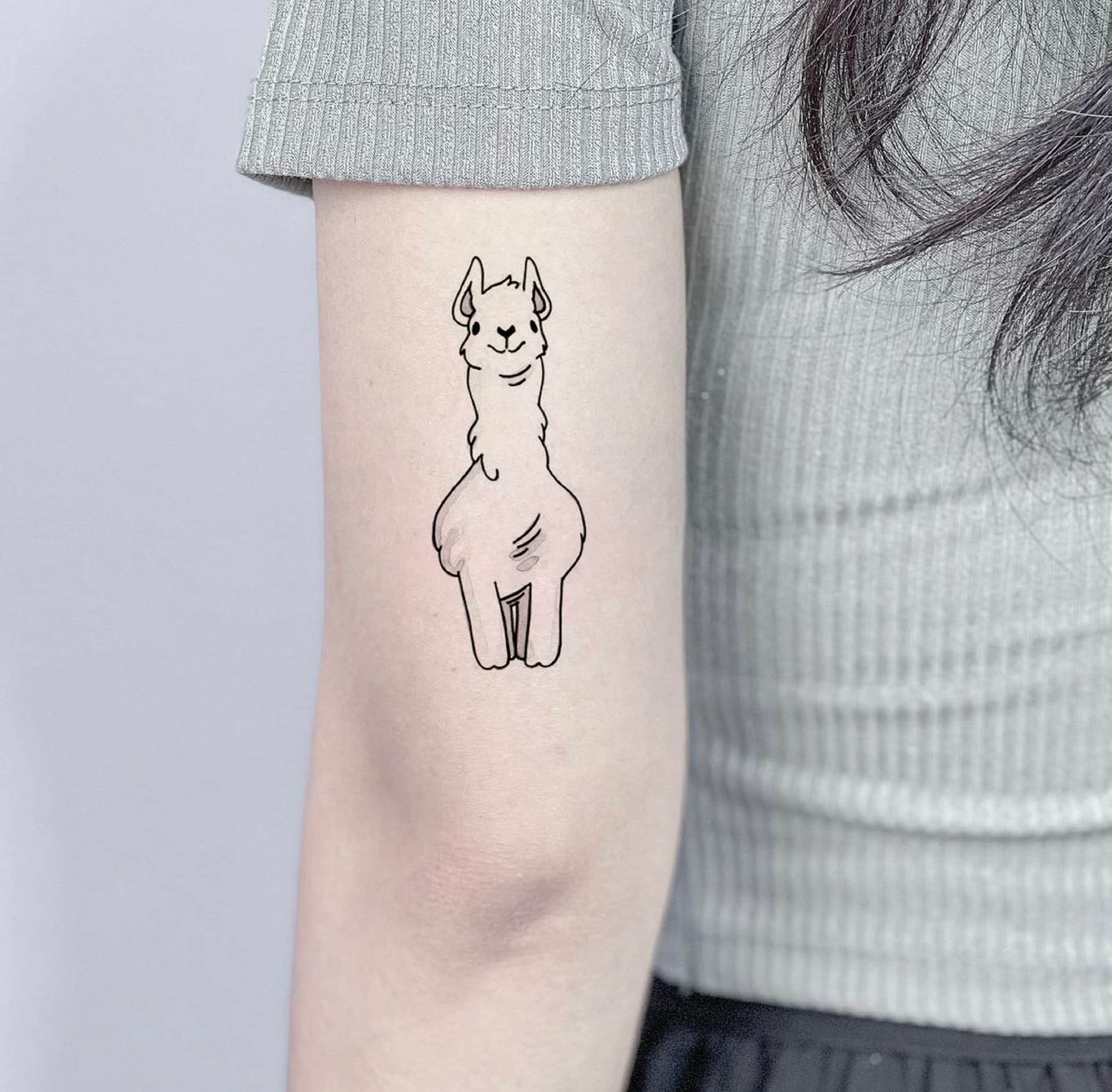 Llama Outline Tattoo