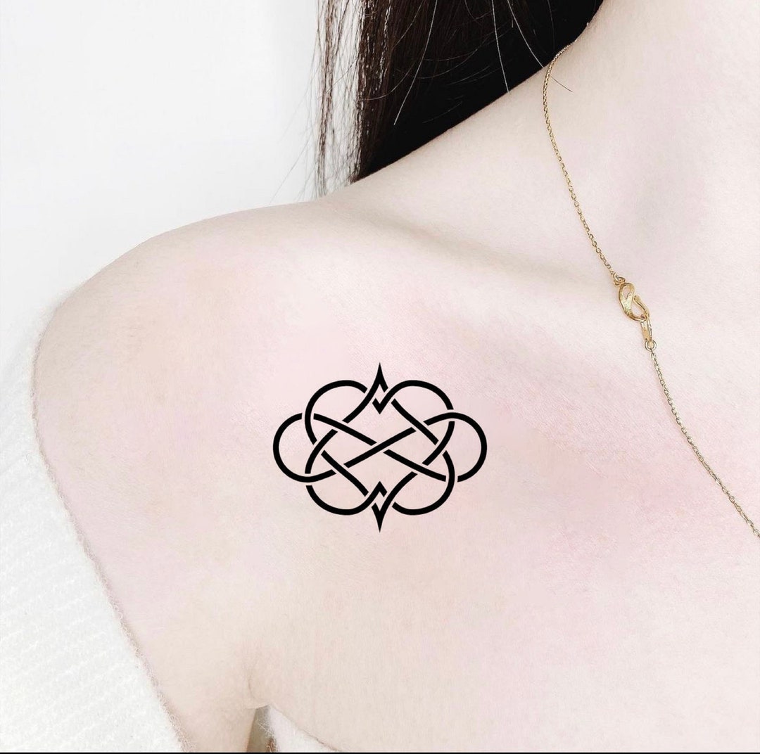 Double Heart Infinity Tattoo Knot Tattoo Temporary Tattoo - Etsy Double Heart Infinity Tattoo Knot Tattoo Temporary Tattoo - Etsy
