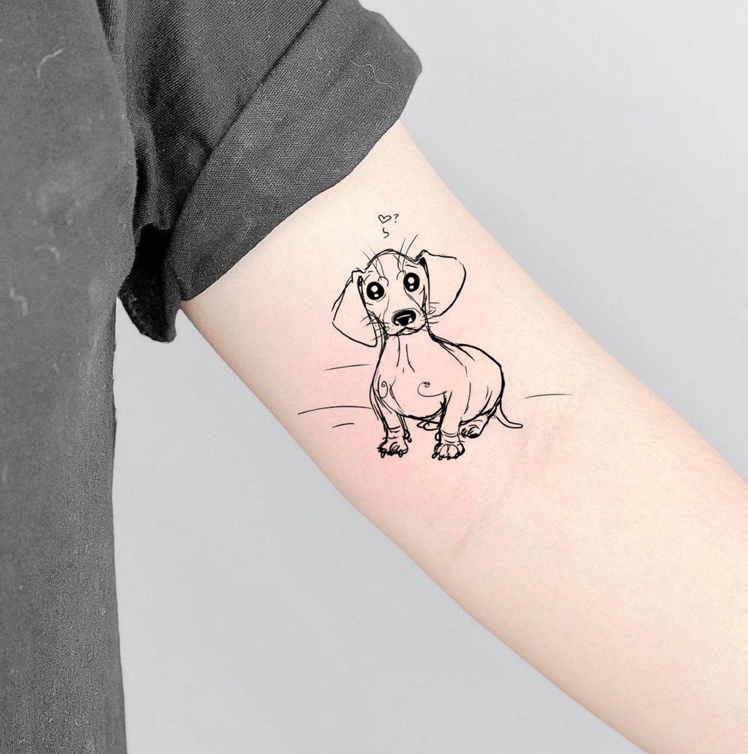 Dachshund Dog Temporary Tattoo Flash Tattoo Fake Tattoo - Etsy