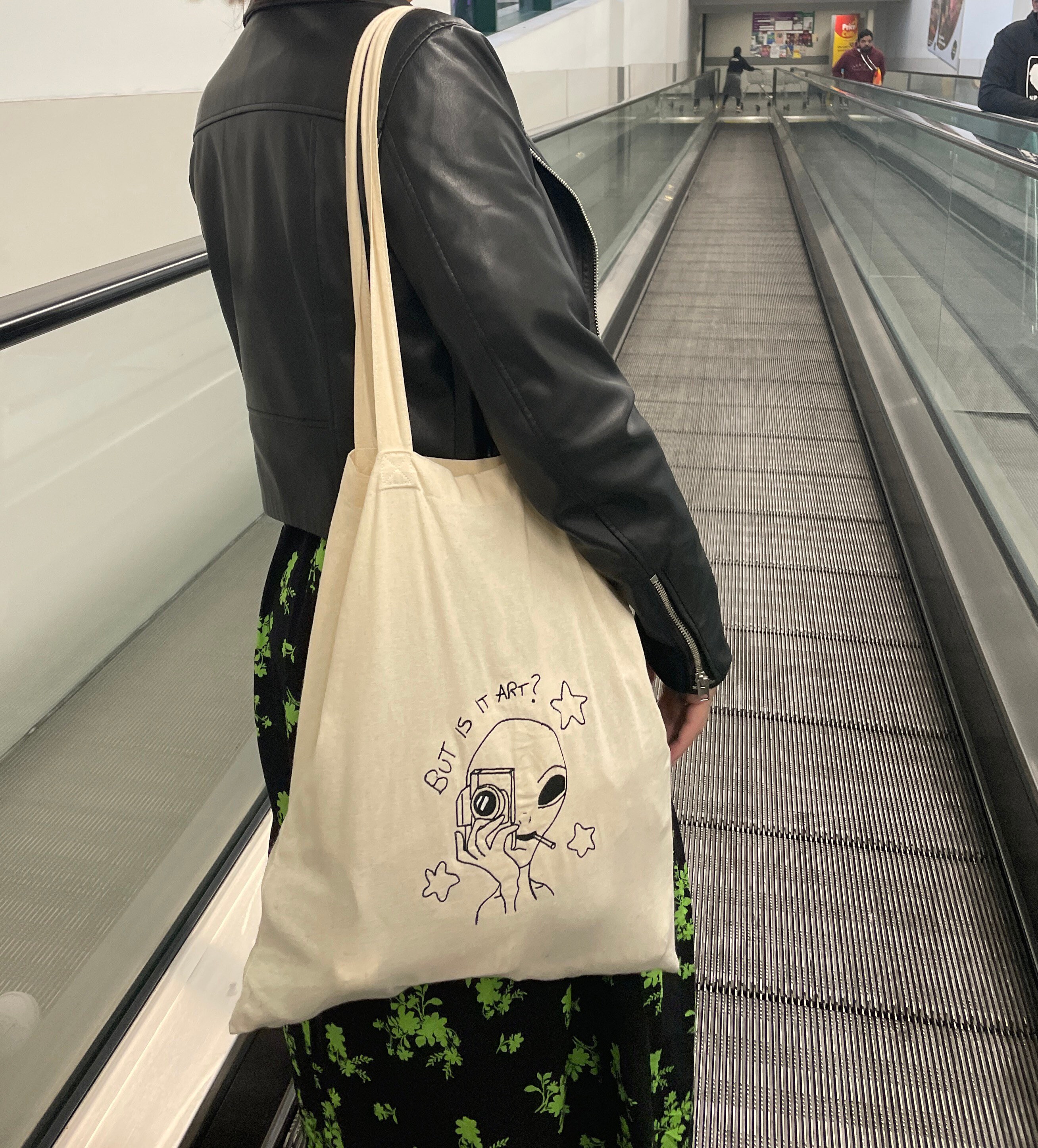 Alien Tote Bag, Pure Cotton, Sustainable Totes, Embroidery Design, Ufo ...