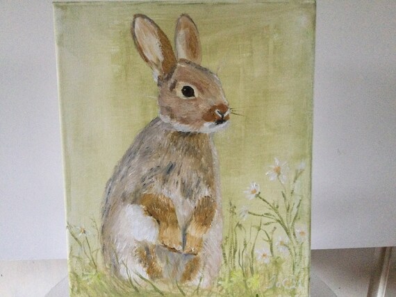 Bunny Rabbit Original Oil Painting on Box Canvas 10x12 | Etsy