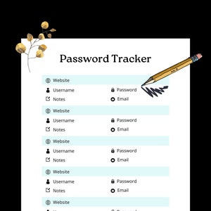 Password Tracker | Digital Download | Instant Download | Printable ...