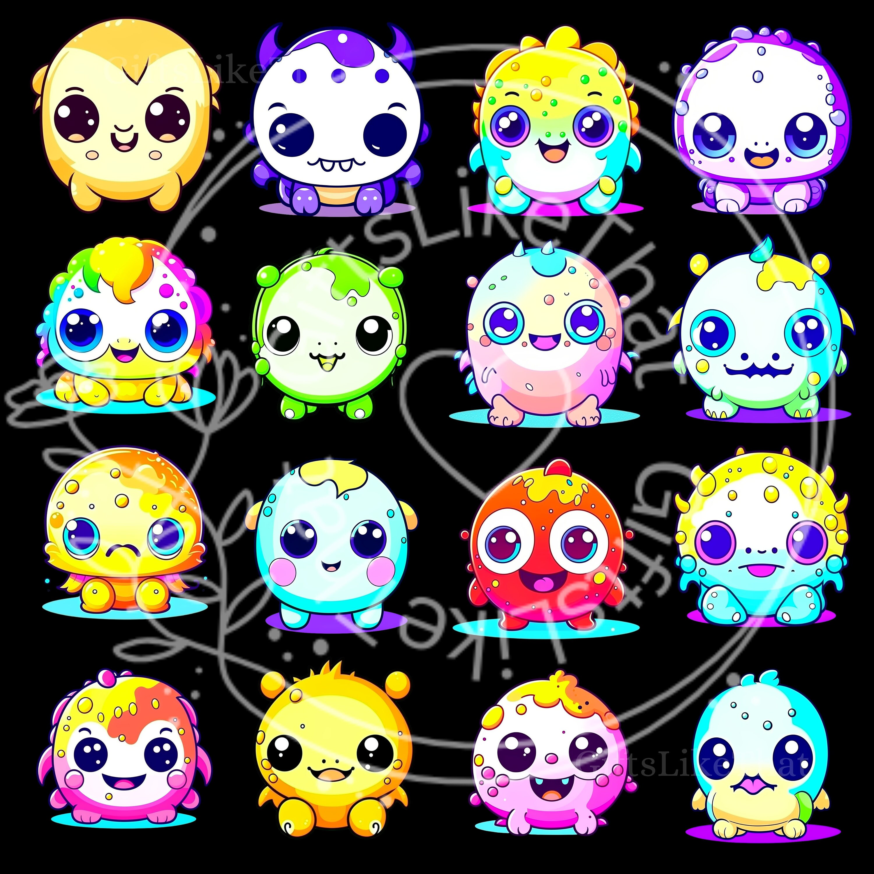 Chibi Monsters Clipart: Colorful PNG Bundle (commercial Use) - Etsy