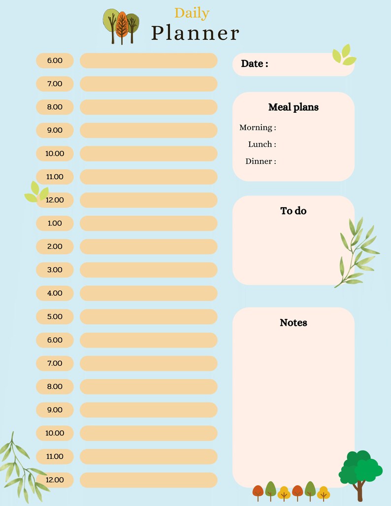 Daily Plan Printable | Daily Schedule | Instant Download | Printable ...