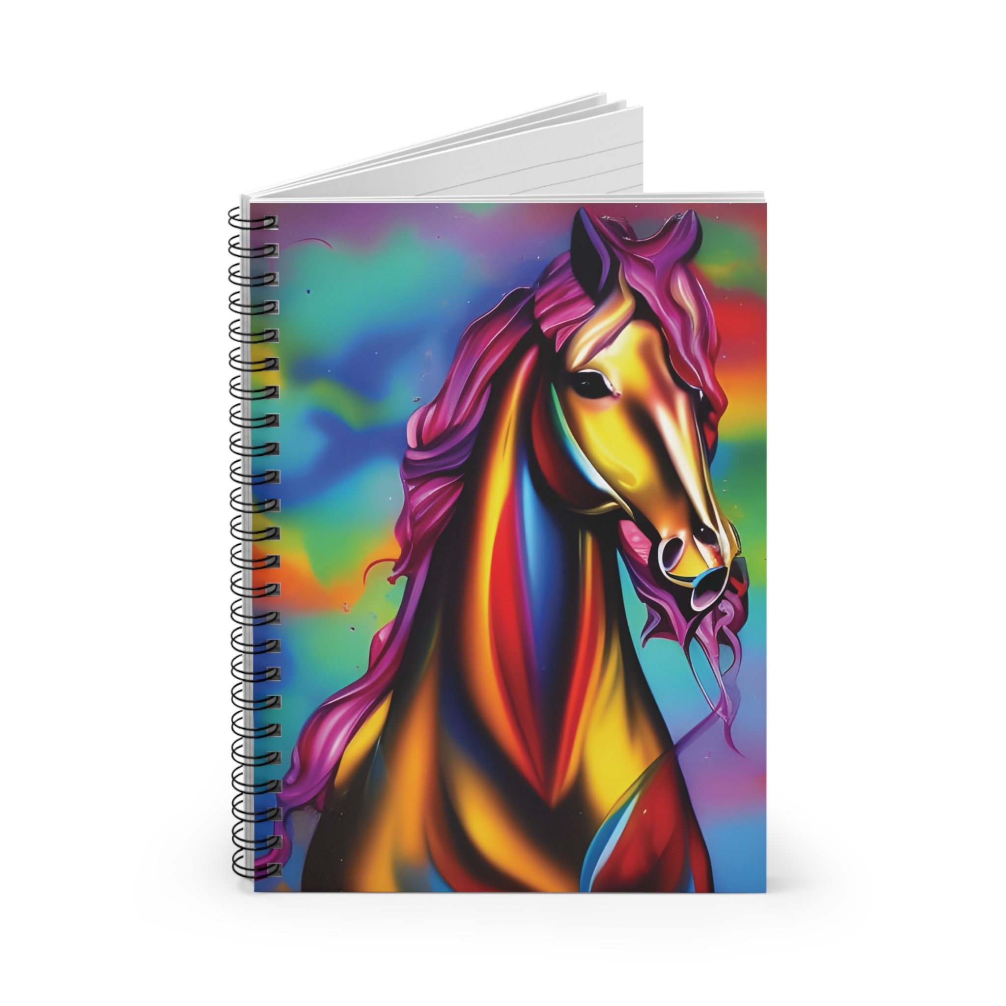 Horse Design Spiral Bound Notebook Journal Ruled Line Cute Colorful ...