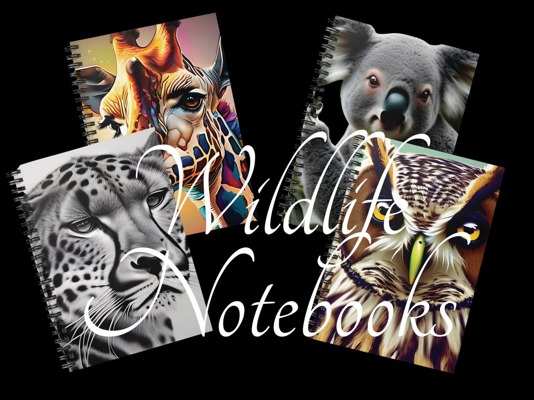Wildlife Design Spiral Bound Notebook Journal | Ruled Line Cute Art ...
