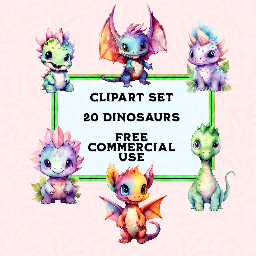 Dinosaur Clipart | Dino PNG Bundle Set | Clip Art Colorful Watercolor ...