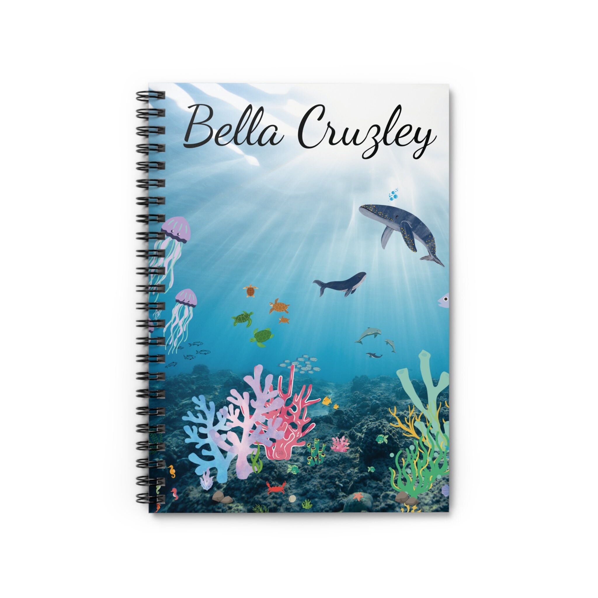 Personalized Under Water Sea Animals Spiral Notebook | Custom Water ...