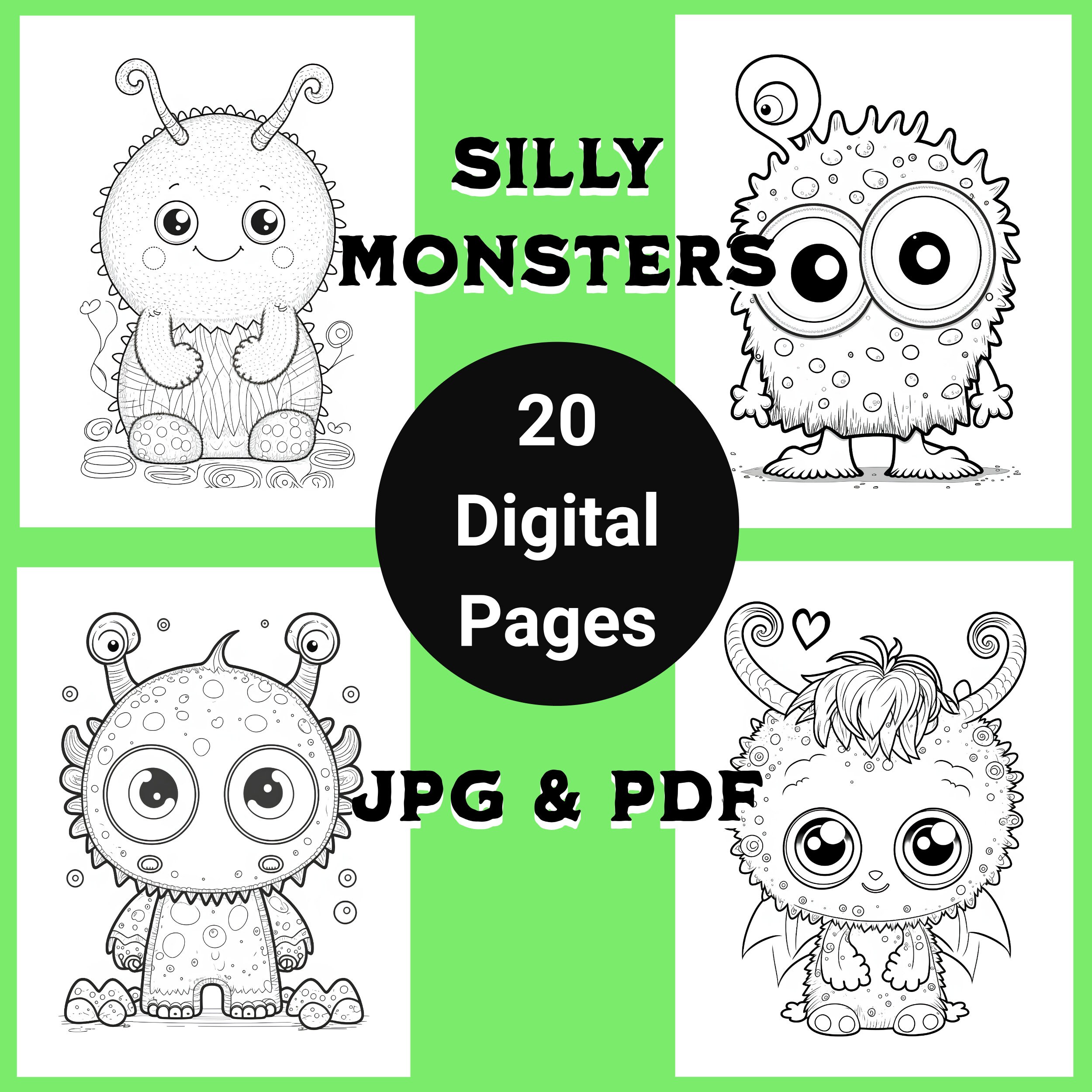 Silly Monster Coloring Pages | Coloring Pages for Kids | Cute Coloring ...