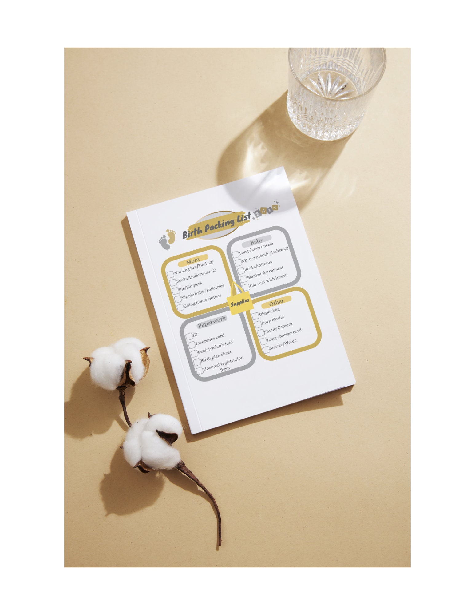Birth Plan and Packing List | Instant Download | Printable Birth ...