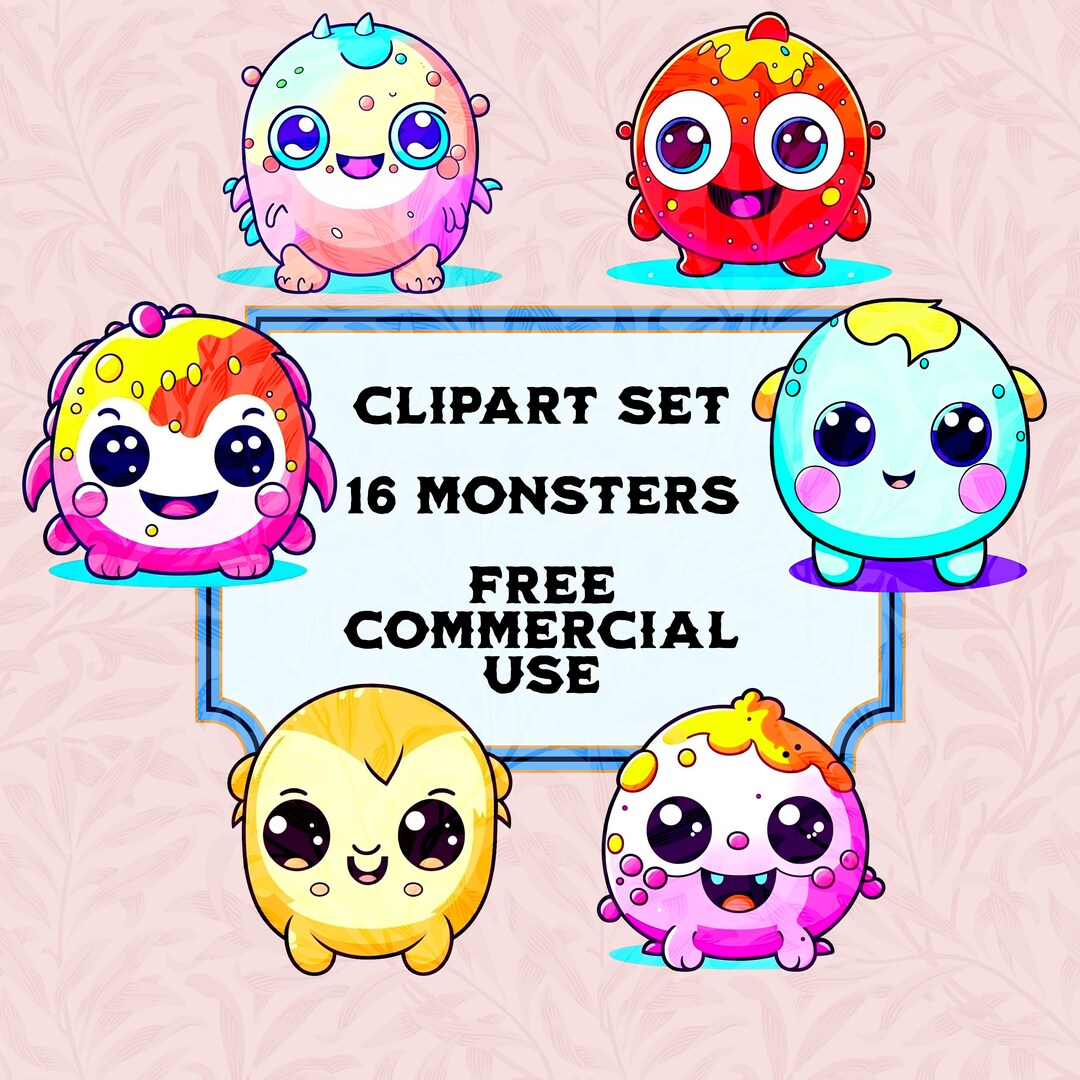 Chibi Monsters Clipart: Colorful PNG Bundle (commercial Use) - Etsy