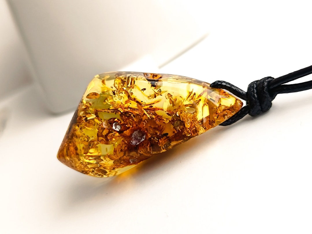 Large Adjustable Genuine Amber Pendant,baltic Amber Pendant, Unisex ...