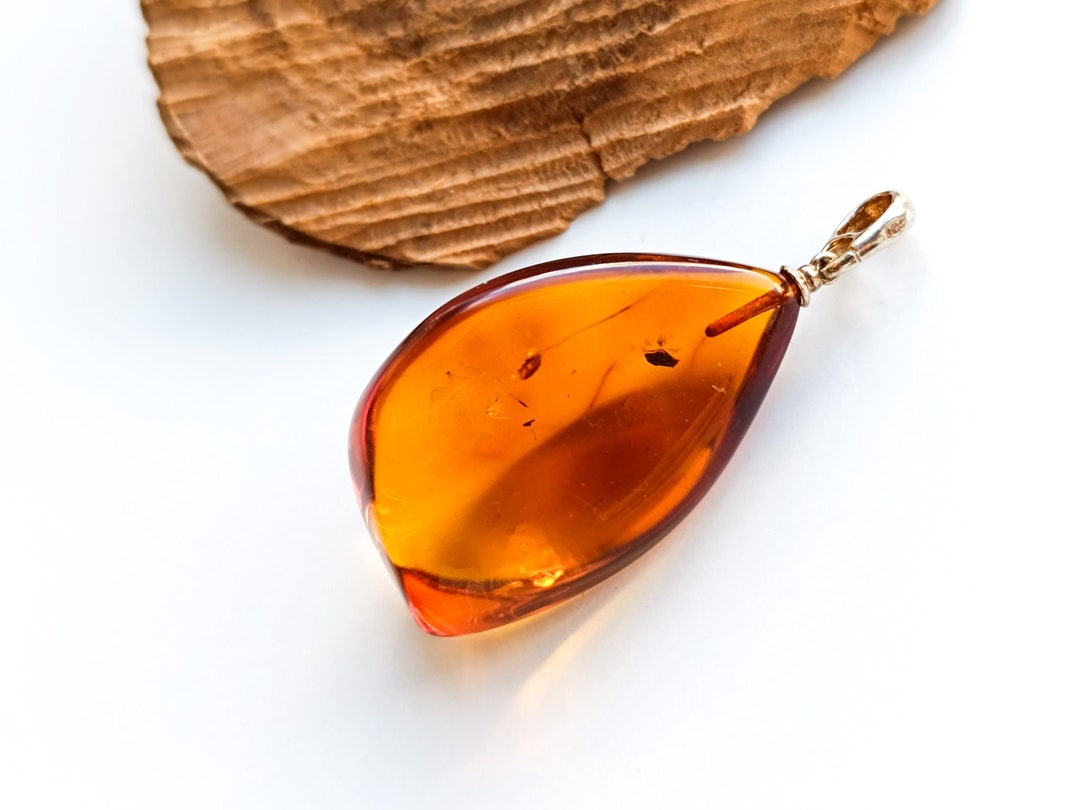 Genuine Amber Pendant With 925 Silver, Natural Baltic Amber Pendant ...