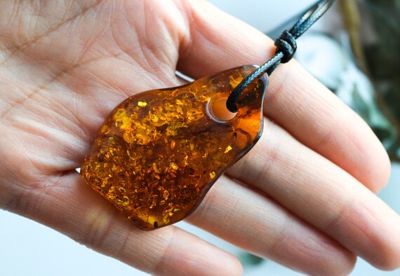 Large Adjustable Genuine Amber Pendant Baltic Amber Pendant - Etsy