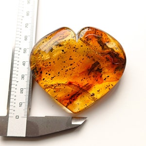 43gr Large Natural Heart Shape Amber Stone With Spider Inclusion ...