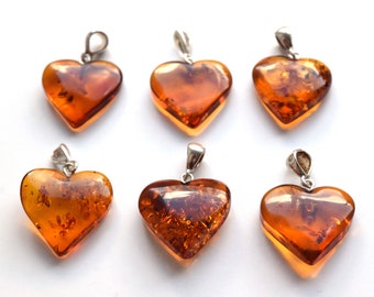 Amber Heart Pendant - Etsy