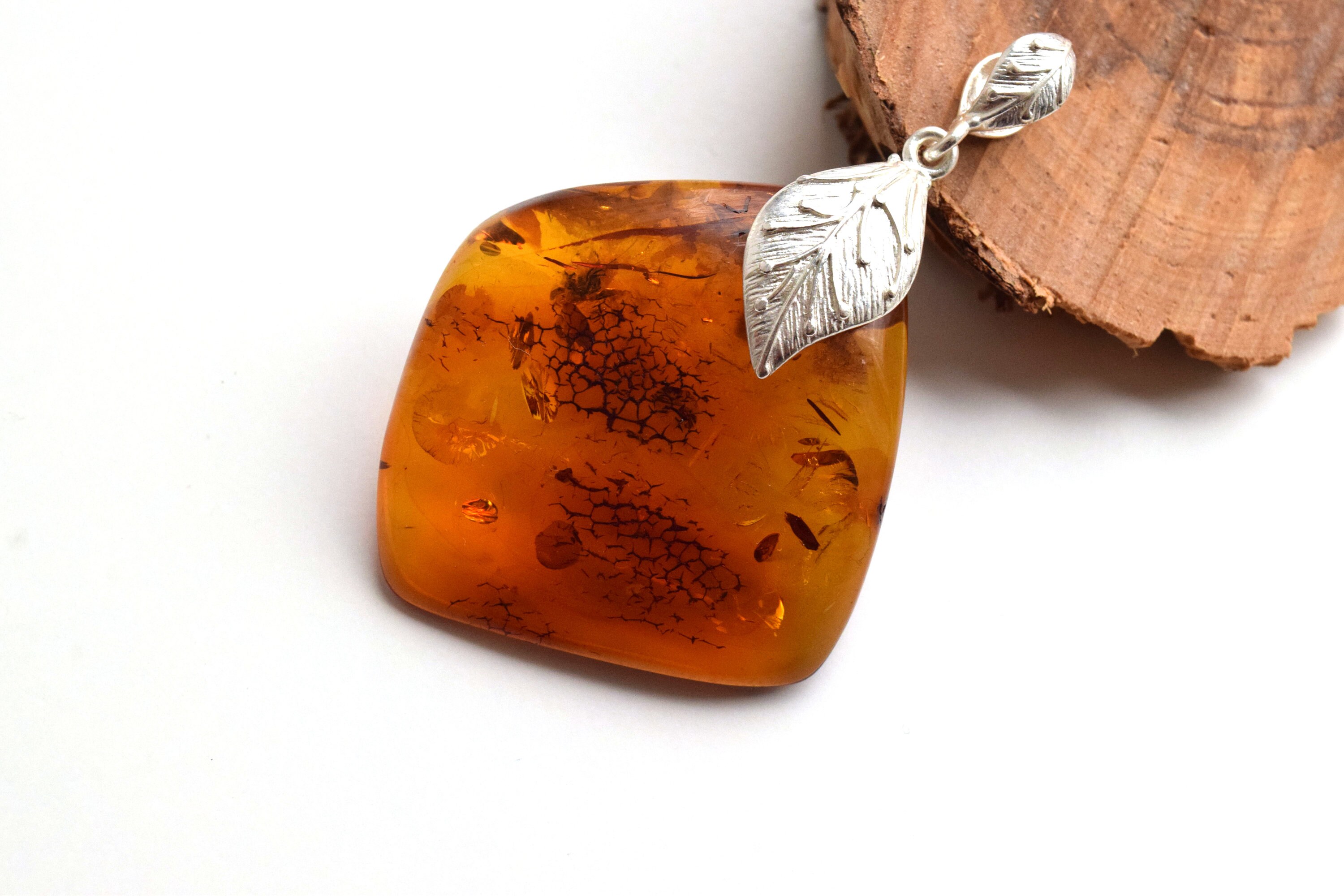 Large Amber Pendant With 925 Silver Baltic Amber Pendant - Etsy
