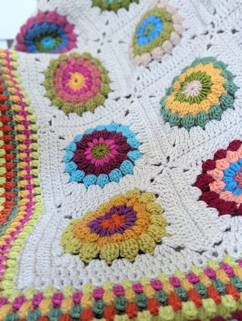 Crocheted Granny Square Baby Blanket, Rainbow Afghan Throw, Acrylic ...