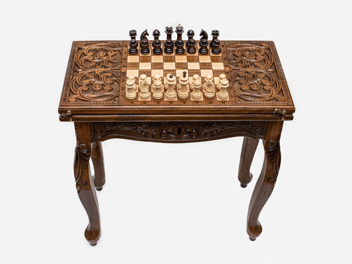 Backgammon Table Chess Table and Checkers Set / 3 in 1 Board | Etsy