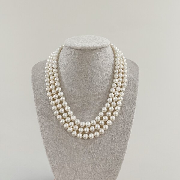 Triple Strand Pearl - Etsy
