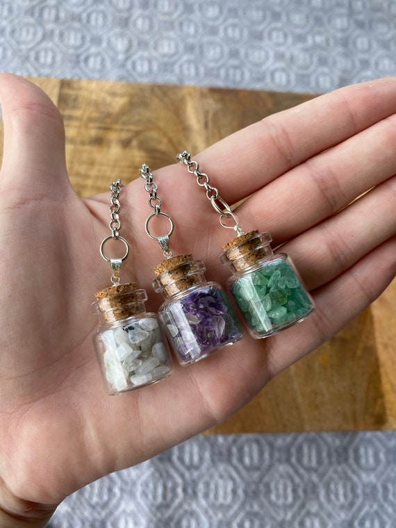 Mini Terrarium Crystal Mason Jar// keychain,necklace,car charm Plants ...