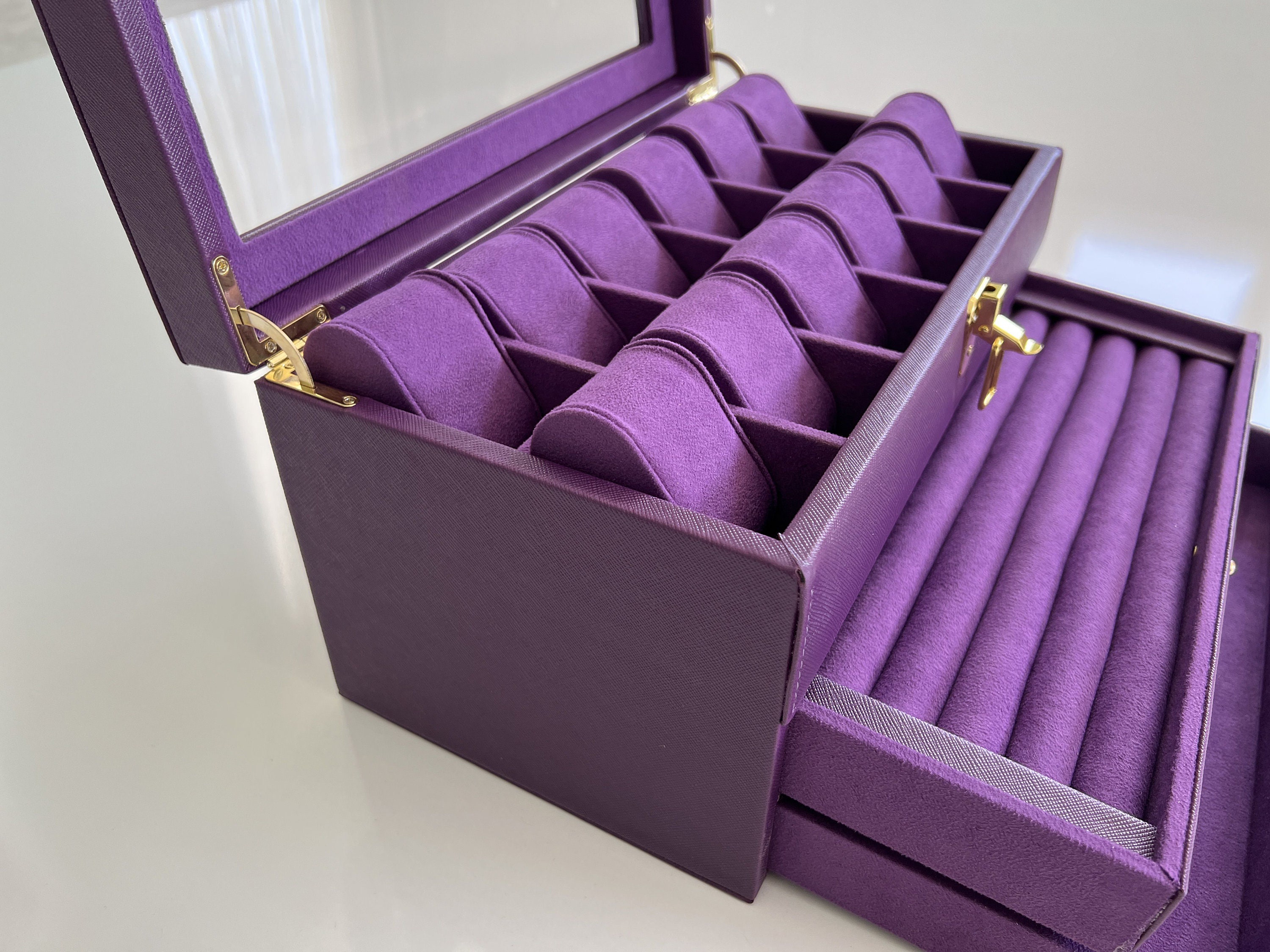 Purple Luxury Leather Velvet Jewelry Box & Ring Box - Etsy
