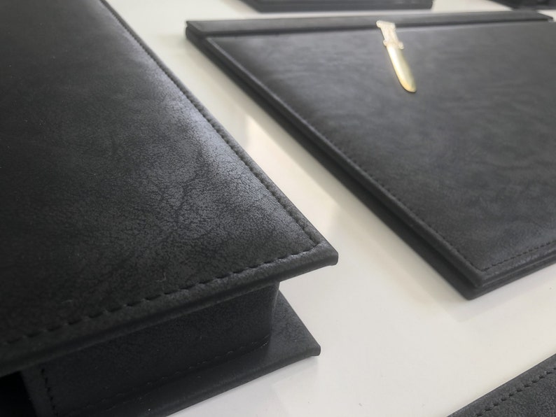 Black Soft Leather Luxury Desk Pad Leather Desk Set 18-piece ...