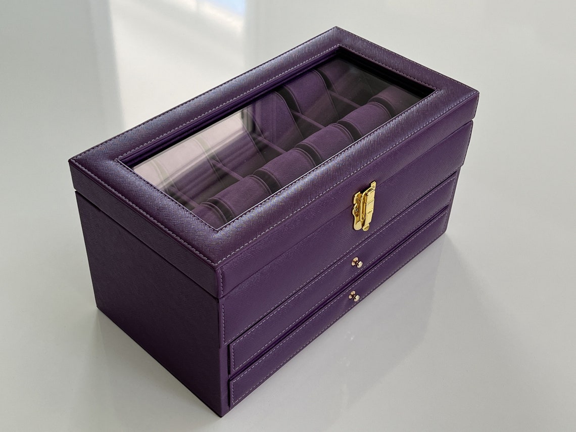 Purple Luxury Leather Velvet Jewelry Box & Ring Box - Etsy