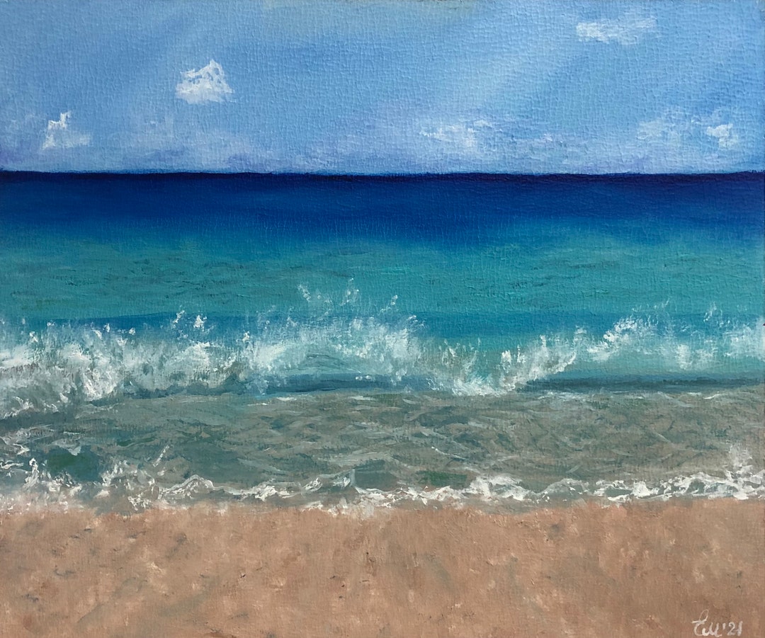 Seascape Seashore Turquoise Water Ocean Sea Interior Painting Oil ...