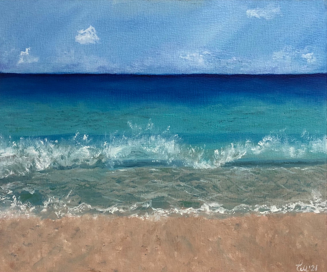 Seascape Seashore Turquoise Water Ocean Sea Interior Painting Oil ...