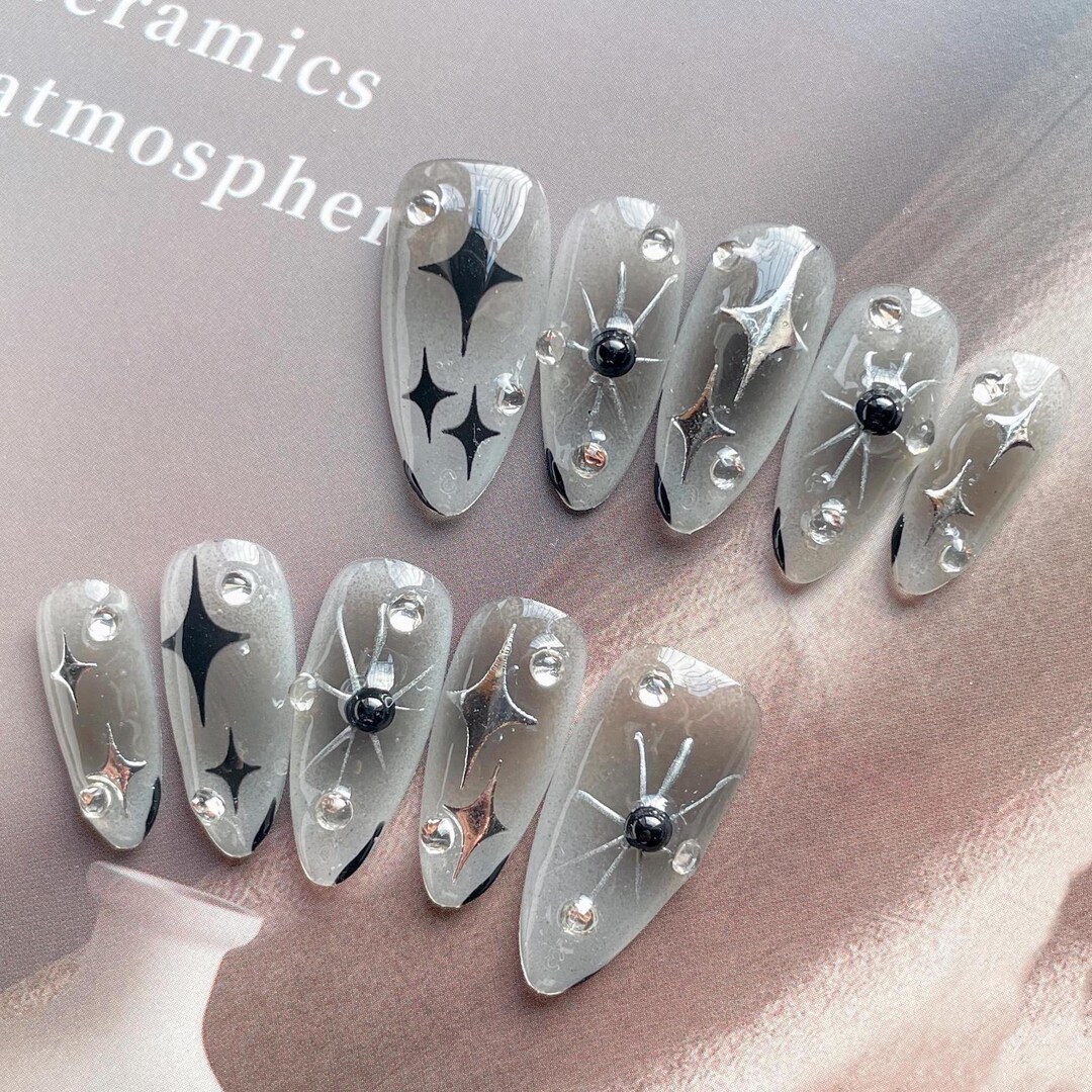 Cool Four-pointed Star, Holiday Nail Art, A Gift for Her, Press on ...