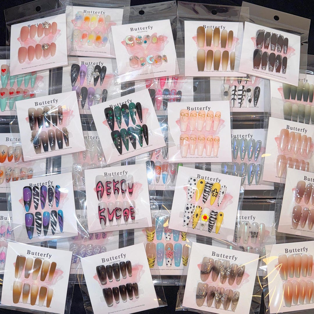 Blind Nail Box, Two/three Sets of Press-on Nails, Mystery Box, Gothic ...