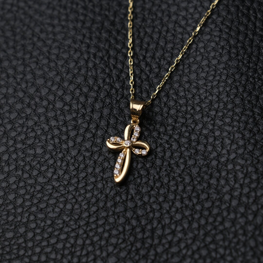 Flower Cross Necklace, Cross Pendants, Zirconia Layering Necklace for ...