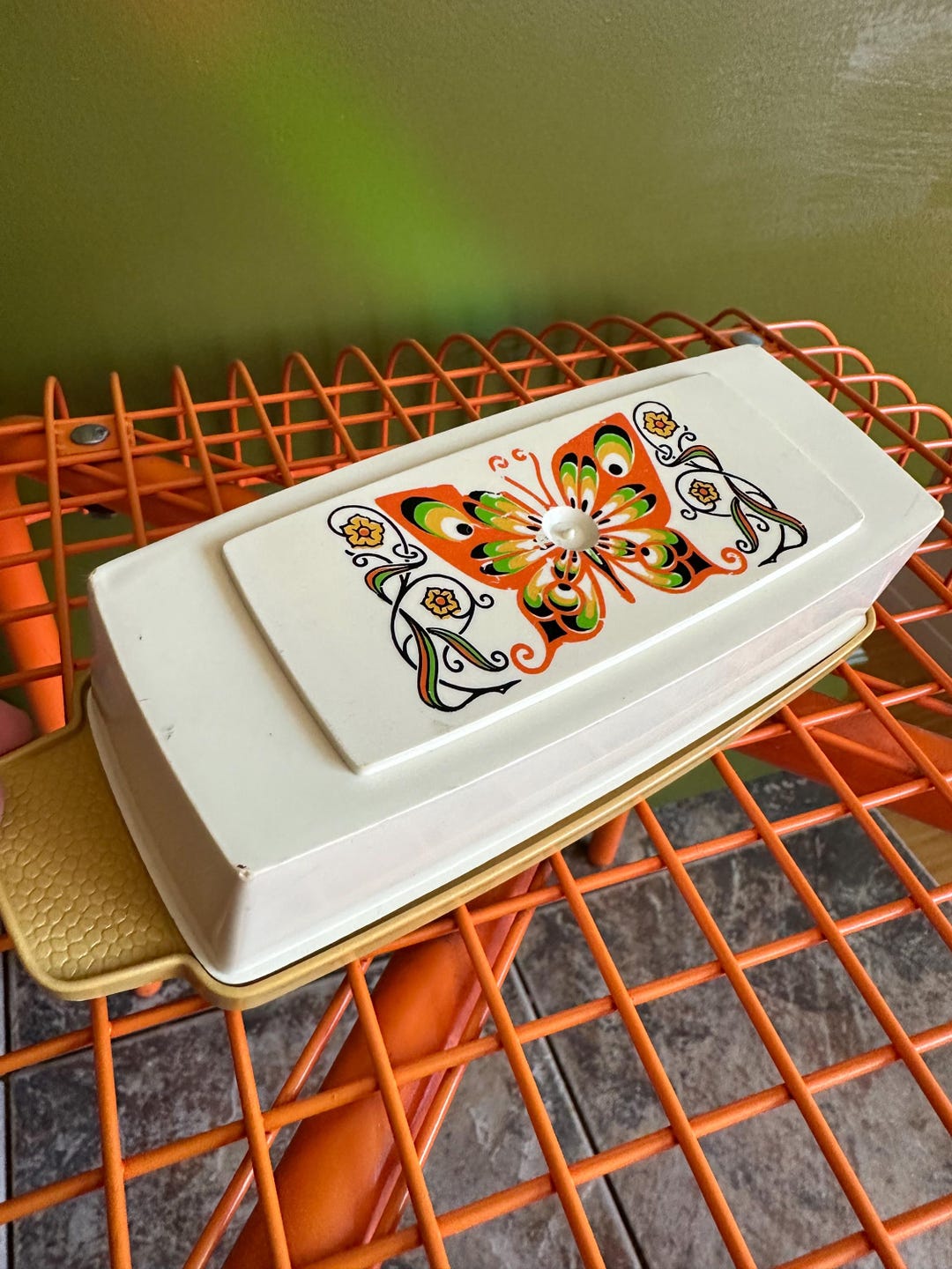 Vintage 70s Plastic Butterfly Butter Dish - Etsy