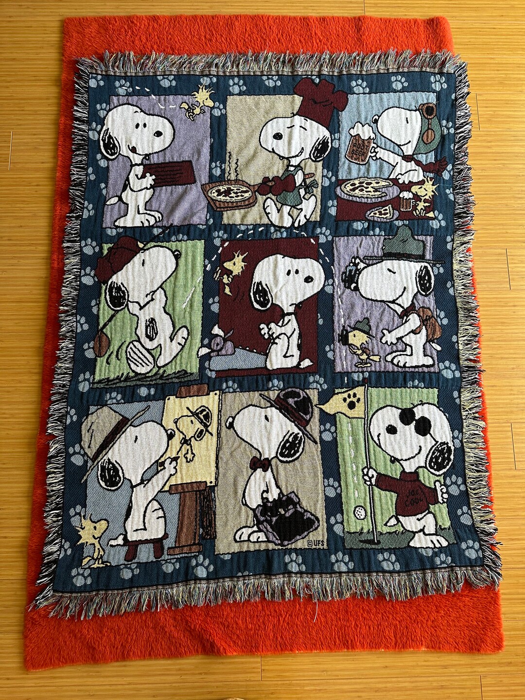 Vintage Snoopy Peanuts Throw Blanket With Fringe - Etsy