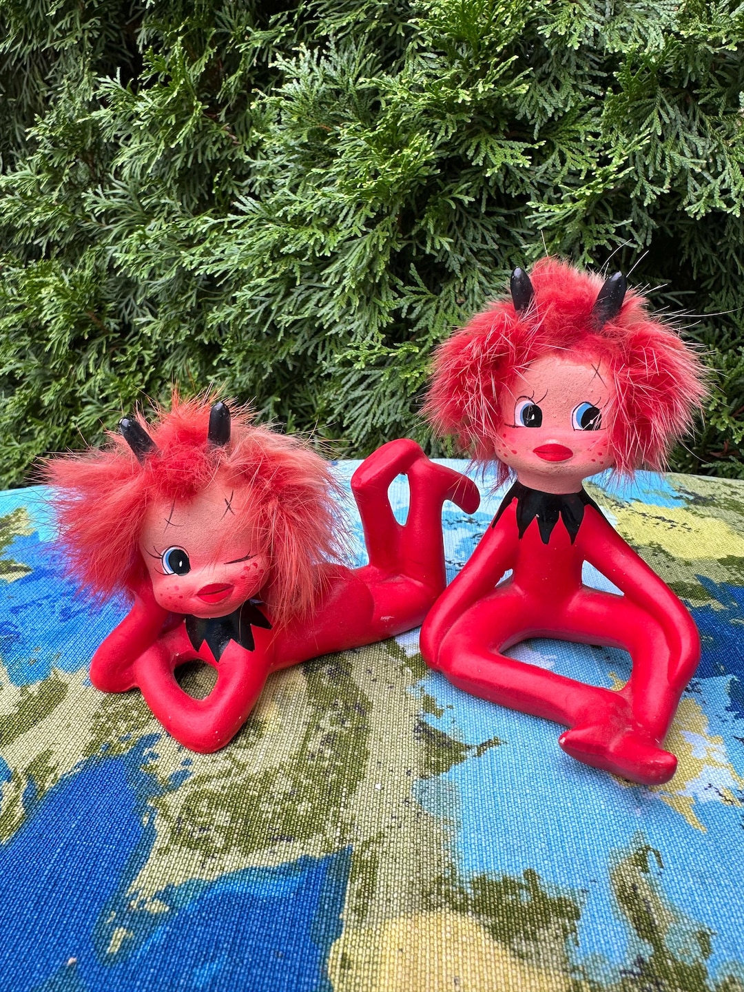 Pair of Vintage 60s Enesco Rita the Red Imp Devil Figurines - Etsy