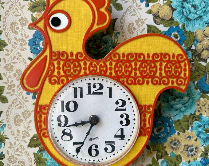 Vintage Working MCM Spartus Orange & Yellow Chicken Rooster Clock - Etsy