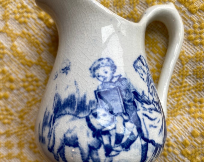 Vintage Mary Had A Little Lamb Pitcher Milk Creamer Blue & White - Etsy