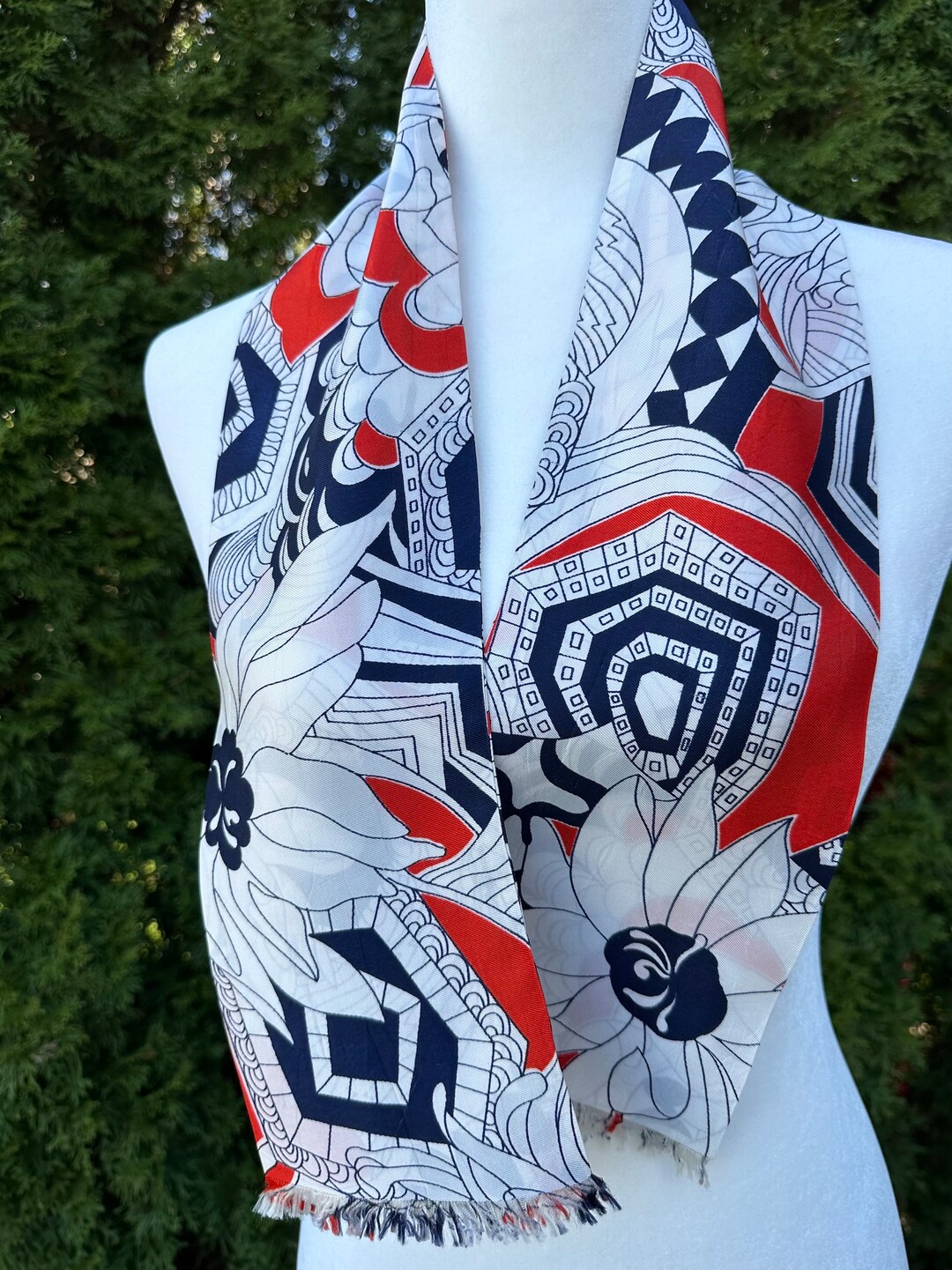 Vintage 60s 70s Mod Flower Power Scarf/sash Red White Blue - Etsy