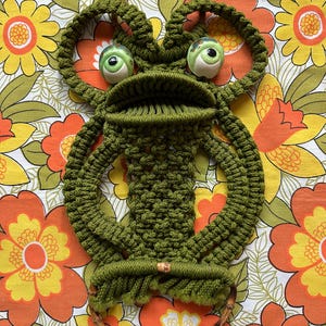 Vintage 70s Avocado Green Macrame Frog Hanging Towel Holder - Etsy