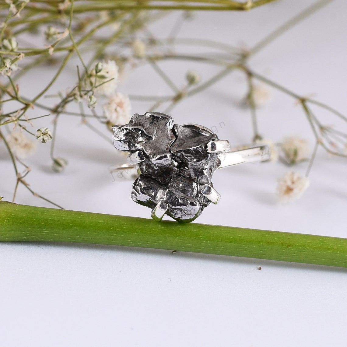 Rare Meteorite Gemstone Ring 925 Sterling Silver Meteorite | Etsy