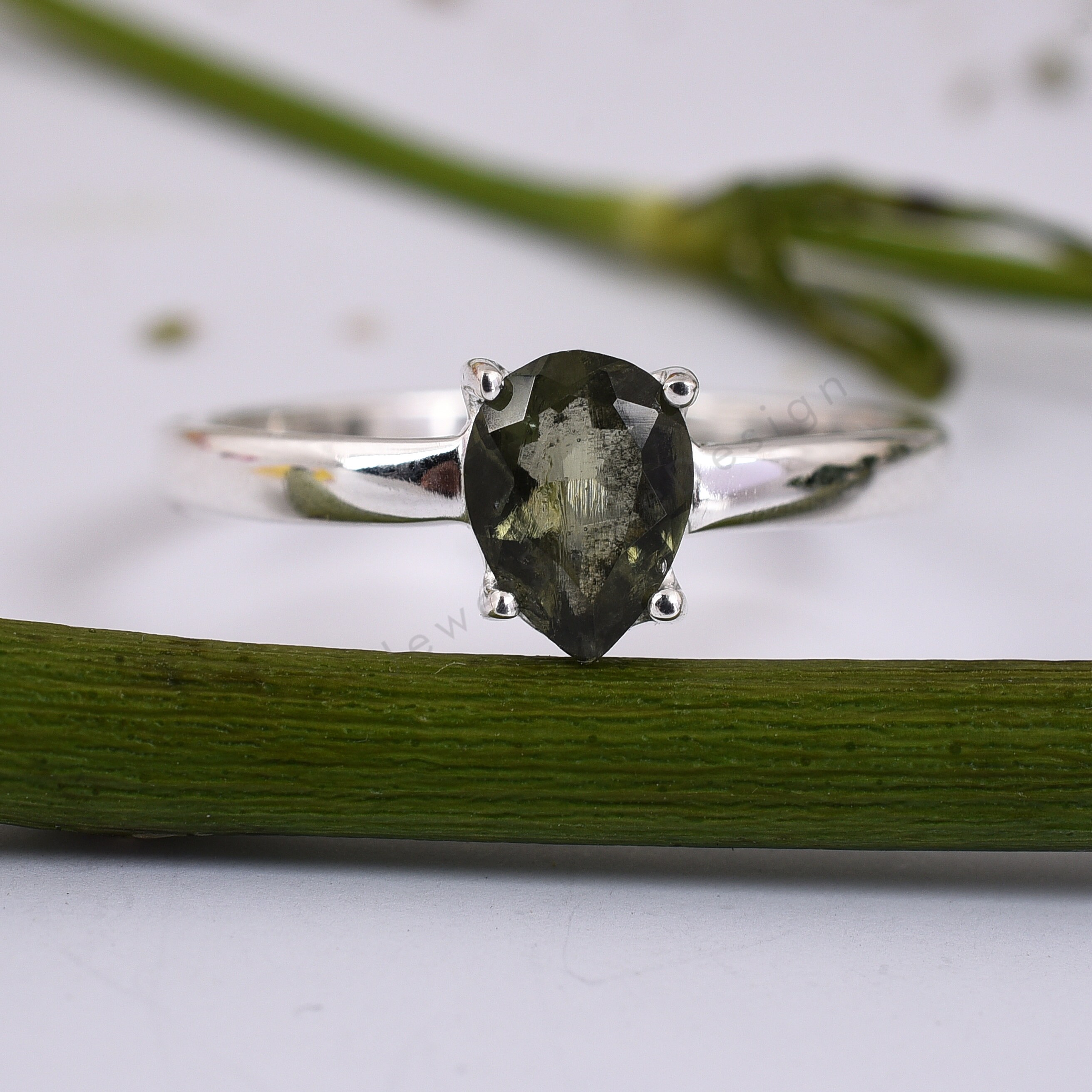 Powerful Natural Moldavite Stone raw Moldavite Silver Ring | Etsy