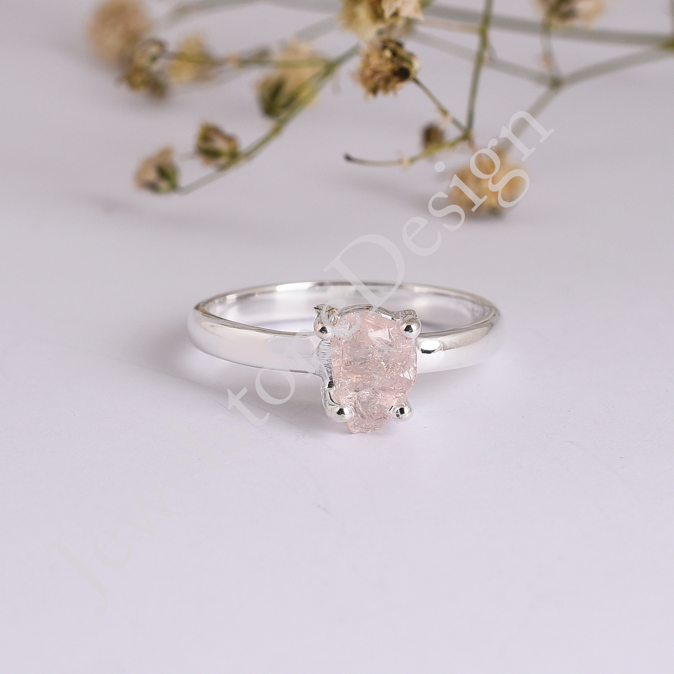 Morganit Roh Rhodiniert 925 Sterling Silber Edelstein Ring - Etsy.de