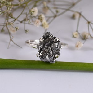 Rare Meteorite Gemstone Ring, 925 Sterling Silver, Meteorite Ring ...