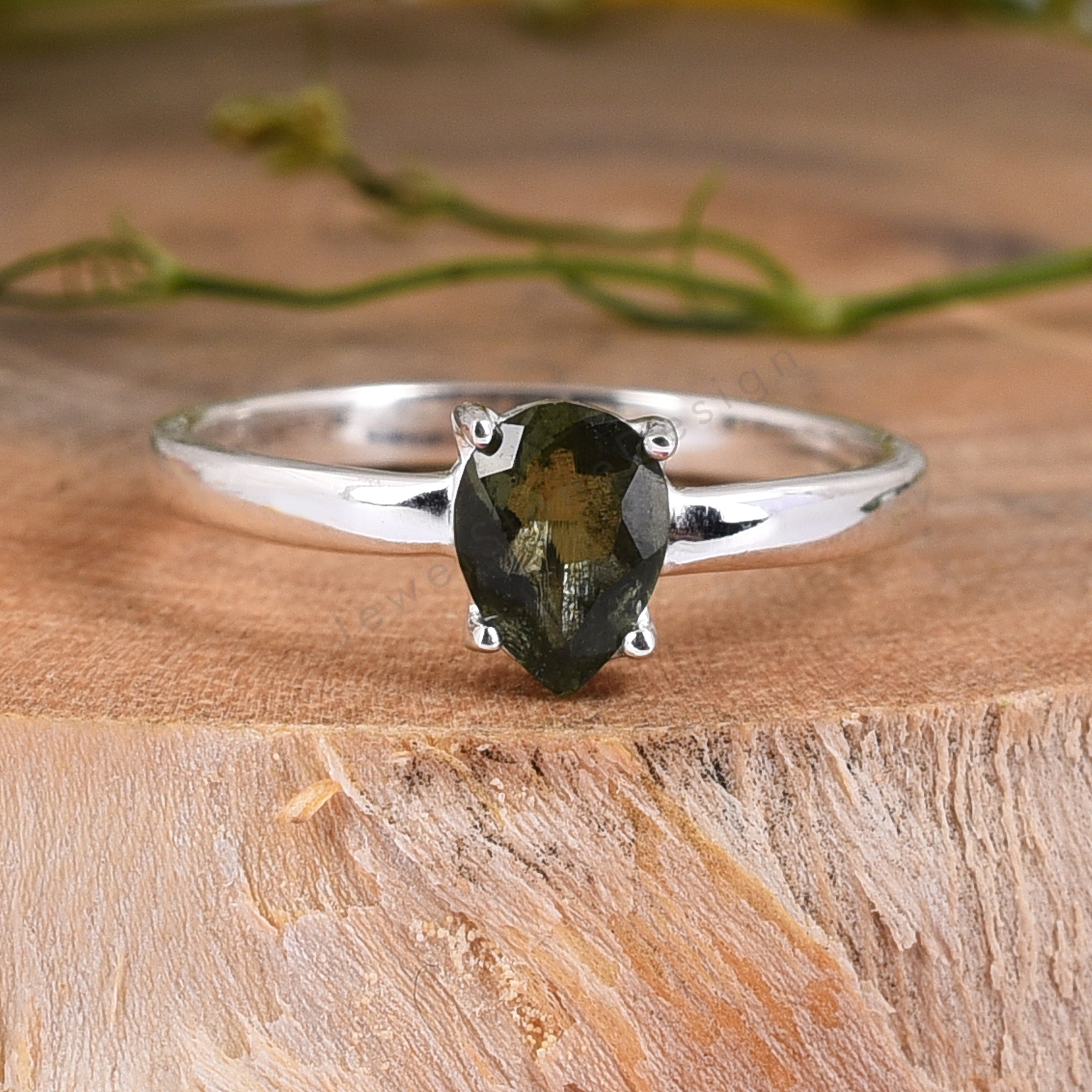 Powerful Natural Moldavite Stone raw Moldavite Silver Ring | Etsy