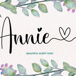 Annie Script Font, Calligraphy Font, Heart Font, Font With Heart ...